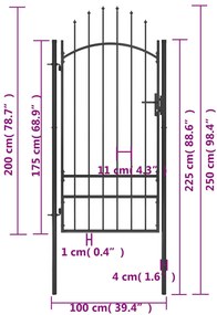 vidaXL Marketos Zahradní brána Woerden ocel 1x2 m Černá