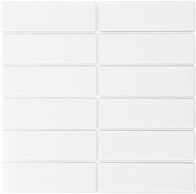 The Mosaic Factory Keramická mozaika bílá Mozaika Obdélník Bílá Lesk  4,5x14,5 (29,1x29,7) cm - AF45051