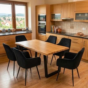 Vikio Jídelní set pro 6 osob 160x90 cm dub noha U černá židle s područkami VJS166-6C