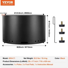 Bezdýmné venkovní ohniště Ø 710 mm z nerezové oceli
