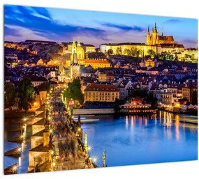 Skleněný obraz - Karlův most, Praha, Česká Republika (70x50 cm)