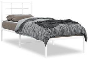 Kovový rám postele s čelem bílý 80 x 200 cm