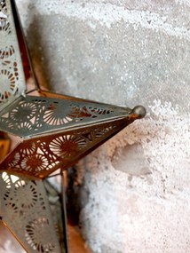 Chic Antique Závěsný kovový svícen Star Antique Brass 28,5 cm, zlatá barva, kov
