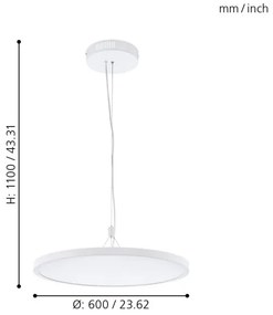 Eglo 33676 - LED RGBW Stm. lustr na lanku CERIGNOLA-C LED/32W/230V bílá + DO