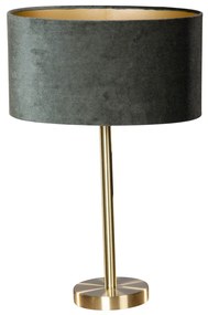 Stolní lampa mosazná s oválným sametovým stínidlem zelená 35 cm - Simplo