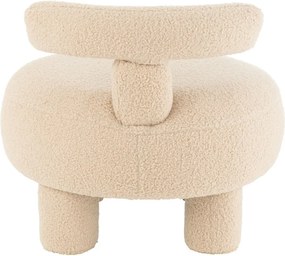 Béžová kulatá stolička s opěrkou Teddy Bouclé Beige - Ø 52*49 cm