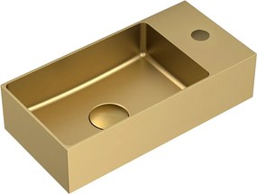 Sapho Sapho, AURUM nerezové umyvadlo, 36,5x18cm, včetně výpusti, levá/pravá, zlatá matná, AU204
