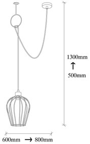 Lustr na lanku TEL 1xE27/40W/230V
