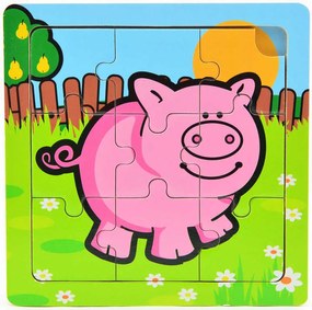 _Ostatní 1_ DŘEVO Baby puzzle moje první zvířátka 9 dílků na desce různé druhy 00512018