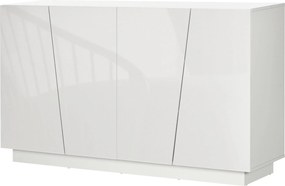 HOMCOM Úložná komoda s dvířky a nastavitelnou policí, 150 x 40 x 88 cm, Lesklá bílá | Aosom