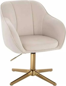 LuxuryForm DESIGN Otočná židle AVOLA VELUR na zlatém kříži - krémová