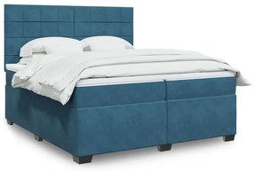 Box spring postel s matrací modrá 200 x 200 cm samet 3293306