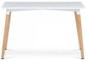 Jídelní stůl 120x80x74 bílý matný lak dřevěné nohy DT-304 WT