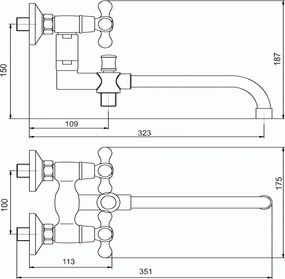 Novaservis Retro II Paneláková baterie bez příslušenství 100 mm, chrom, 99137/1,0