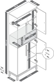 Tchibo - Vysoká koupelnová skříňka »Eklund« - barva: šedá