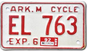 Americká SPZ Arkansas EL 763 moto