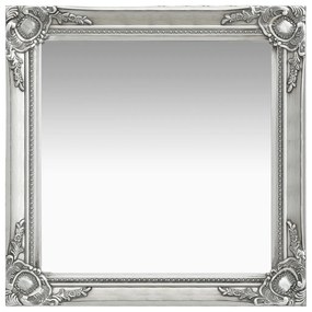 Nástěnné zrcadlo Parrenic - barokní styl - stříbrné | 60x60 cm