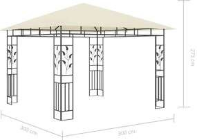 vidaXL Marketos Altán s moskytiérou a světelnými LED řetězy 3x3x2,73 m krémový