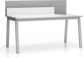 Kancelářský psací stůl SINGLE LAYERS, posuvná vrchní deska, s přepážkami, bílá / šedá