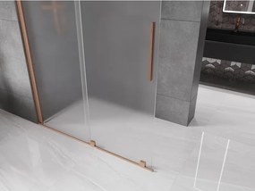 Mexen Velar, sprchová zástěna s posuvnými dveřmi Walk-in 140 x 200 cm, 8mm sklo námraza, měděná matná, 871-140-000-33-65
