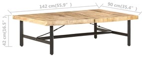 Konferenční stolek 142 x 90 x 42 cm masivní mangovníkové dřevo - Default Title