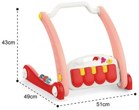 HUANGER  2v1 CHODÍTKO/ HRACÍ DEKA  s hrazdičkou a piankem - Růžová