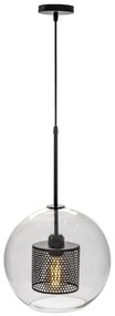 Toolight Skleněná závěsná lampa černá Loft APP559-1CP 30cm