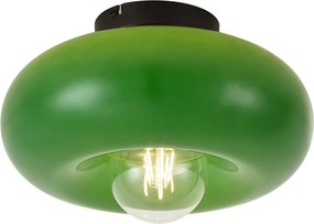 Retro stropní svítidlo černé se zeleným sklem 30 cm - Glaze