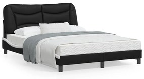 vidaXL Rám postele s LED osvětlením černý a bílý 140x190 cm umělá kůže