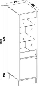 FALCO Vitrína Tomila 101/2 Odstín: Eukalyptus