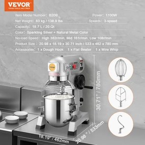 Komerční mixér na jídlo 18,7 l 3-rychlostní stojanový mixér na těsto 1100 W
