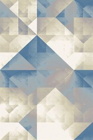 Kusový koberec vlněný Agnella Calisia Neno Geometrický modrý béžový Rozměr: 200x300 cm