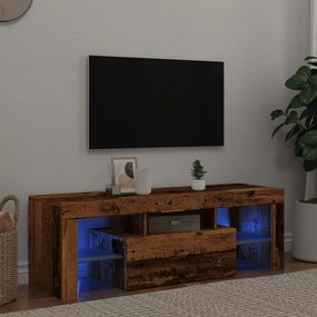 TV stolek s LED old wood 120 x 36,5 x 40 cm kompozitní dřevo