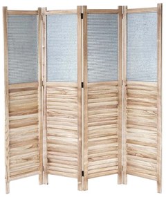 Paraván Shabby vintage D27, dřevo / plech  - 170 x 160 cm - Hnědá