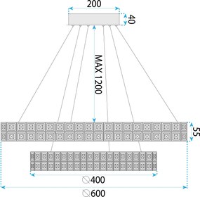 Toolight Toolight, LED stropní svítidlo 60cm, 64W, 4000K, 5000lm, MS007-CP, chromová, OSW-09617