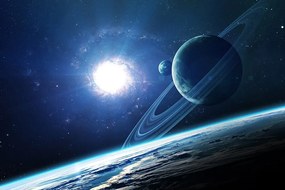Samolepící tapeta planeta ve vesmíru - 150x100 cm
