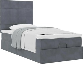 Osmanský rám postele s matracemi tmavě šedá 90x200cm samet 3313446