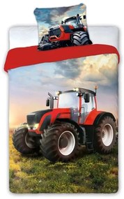FARO Povlečení Traktor červený Bavlna, 140/200, 70/90 cm