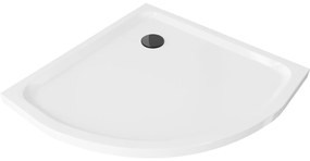 Mexen SLIM - čtvrtkruhová sprchová vanička 80x80x5cm + černý sifon, bílá, 41108080B