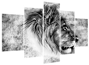 Černobílý obraz lva (150x105 cm)