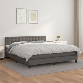 Box spring postel s matrací šedá 160x200 cm umělá kůže 3141135