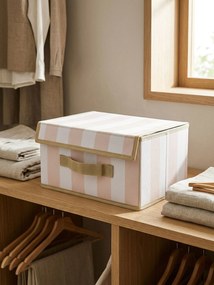 Sinsay - Skládací úložný box s pruhy a víkem - béžová