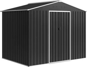 Outsunny kovový zahradní domek 3,6 m², sklad nářadí se sedlovou střechou, větrací otvory, uzamykatelné posuvné dveře, rukavice