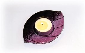 BDK-GLASS Skleněný svícínek LÍSTEK - růžovo-fialový Rozměr: 18x8,5cm
