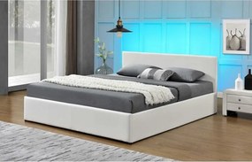 Manželská postel 180x200 s RGB LED osvětlením, bílá, JADA NEW Kondela 0000242658
