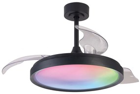 Mantra Siberia, rozvinovací ventilátor se svítidlem a dálk. ovladačem, LED 50W 3000-6500K+RGB, černá, průměr 51,5/106cm