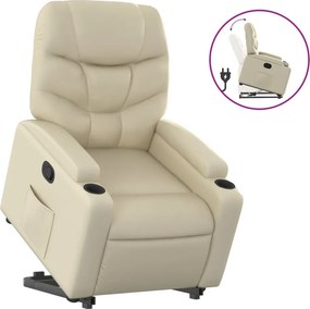 Zvedací polohovací křeslo krémové umělá kůže 3204659