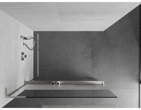 Mexen Kioto+ L, sprchová zástěna Walk-In s poličkou a věšákem 90 x 200 cm, 8mm čiré sklo-námraza, broušená ocel profil, 800-090-123-97-35