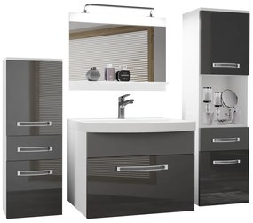 Koupelnový nábytek Belini Premium Full Version šedý lesk / šedý mat
+ umyvadlo + zrcadlo + LED osvětlení Glamour 91