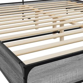 Rám postele šedý sonoma 200 x 200 cm kompozitní dřevo a kov 3280065